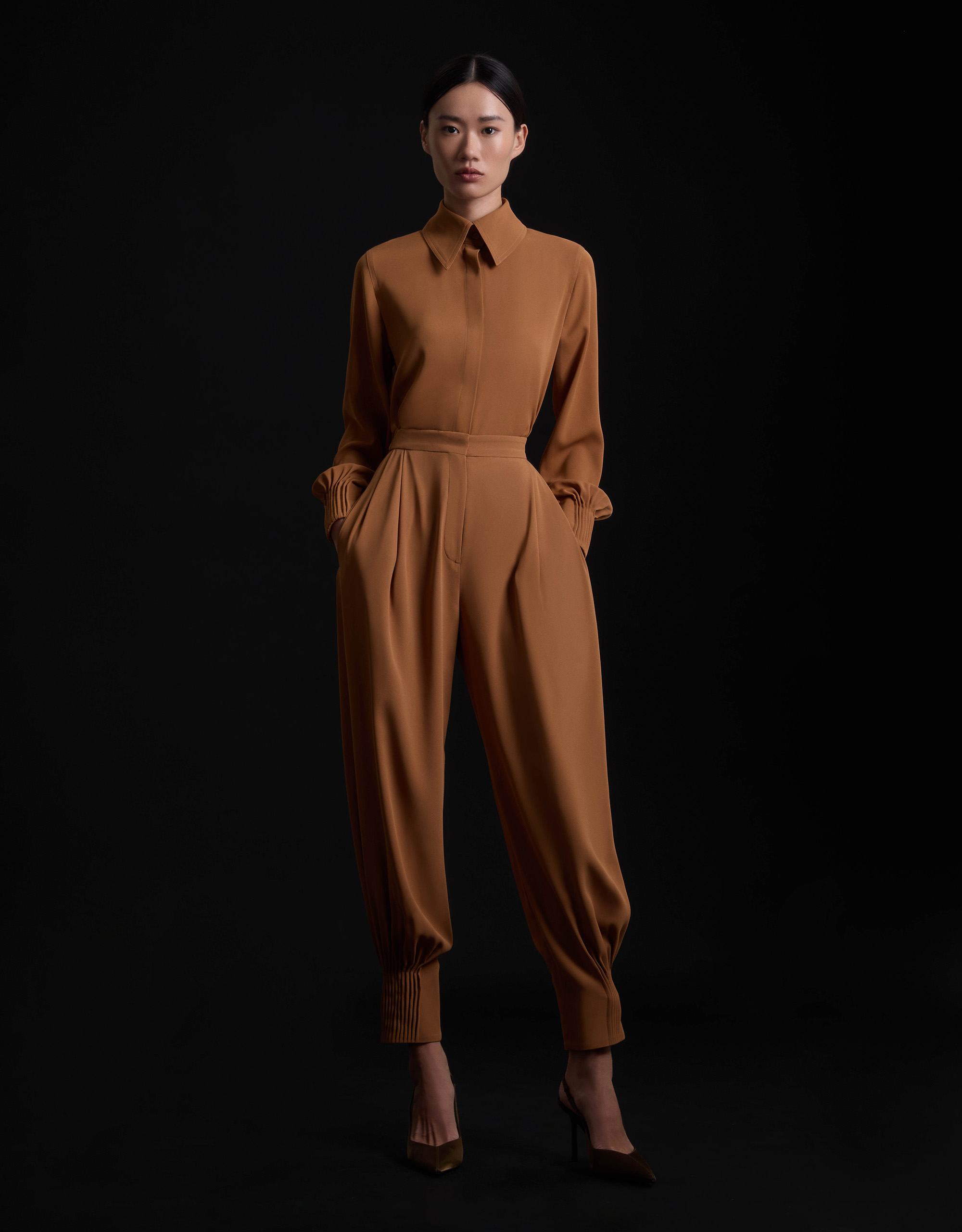 Cecelia Gathered Cuff Tapered Pants - ASAVAGROUP